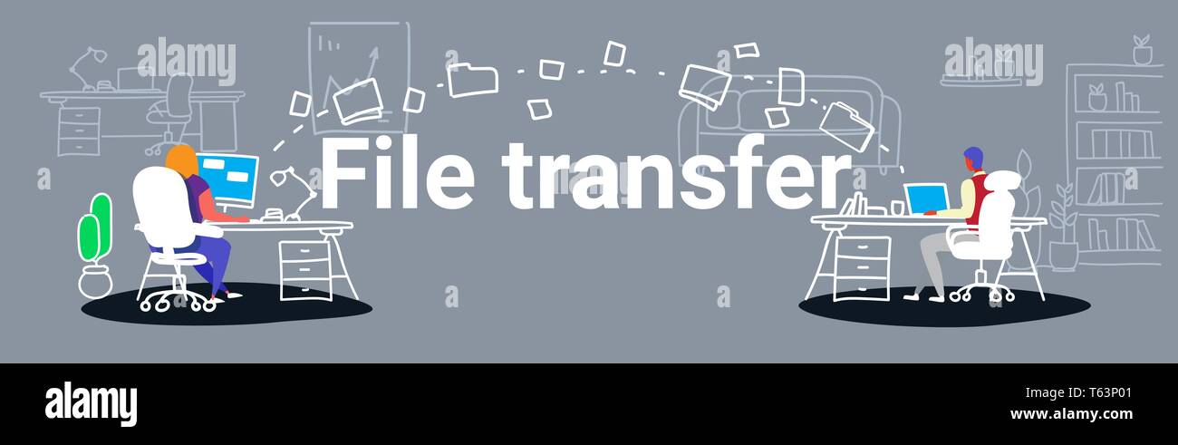 man woman transferring data folders sharing work files colleagues ... man woman transferring data folders sharing work files colleagues ...