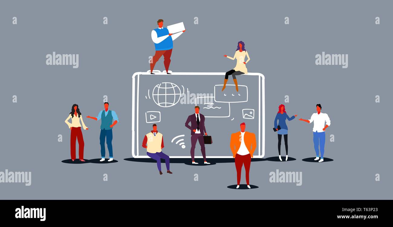 people group using tablet computer social media network communication ...