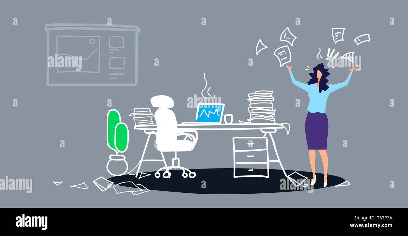 Business Cartoon Nervous Businesswoman Boss High Resolution Stock ...