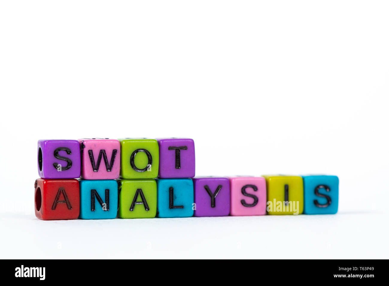 SWOT ANALYSIS text made from colorful beads or letter bead on white ...