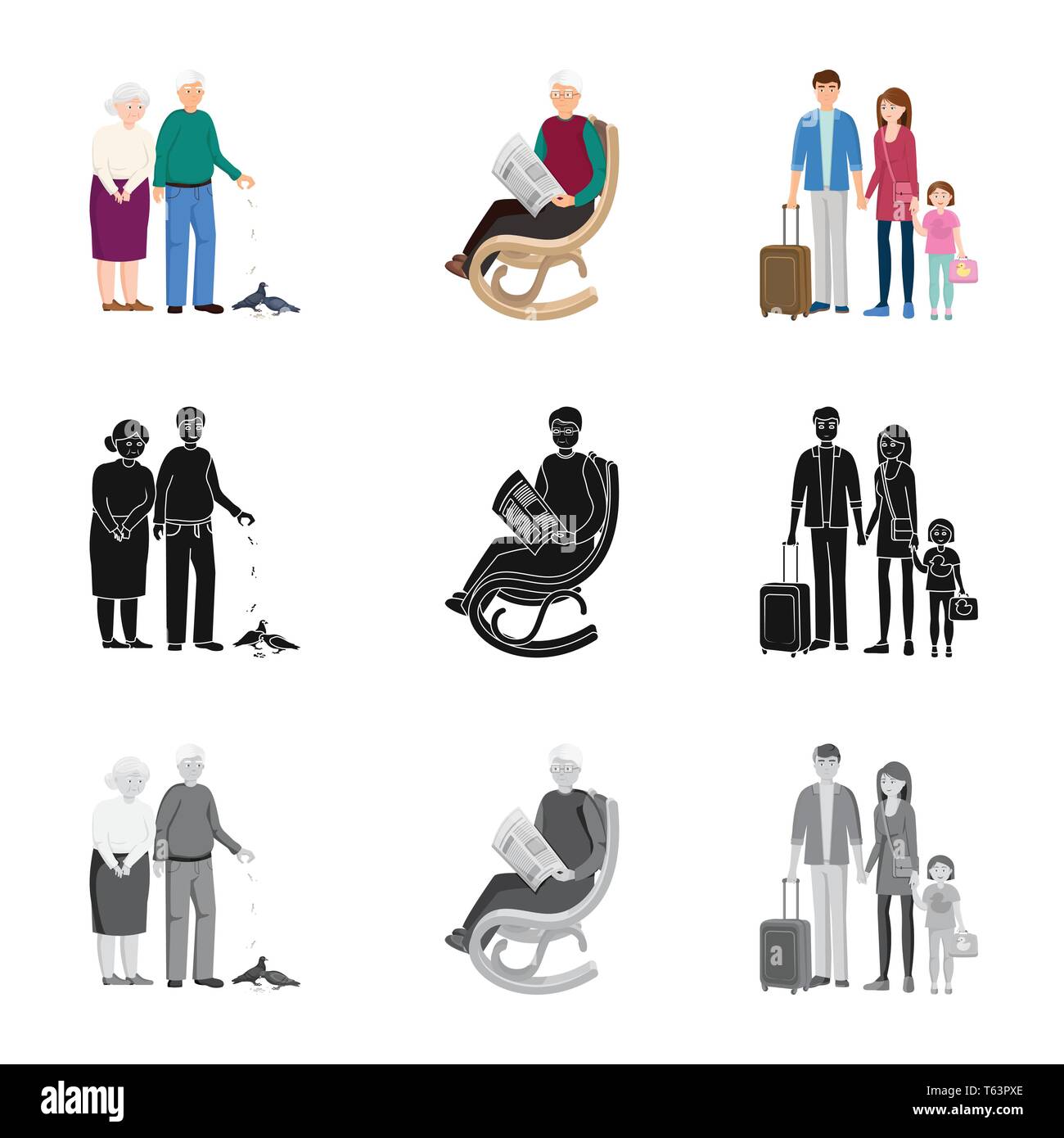 grandparents,grandfather,mom,old,newspaper,dad,baby,man,suitcase ...