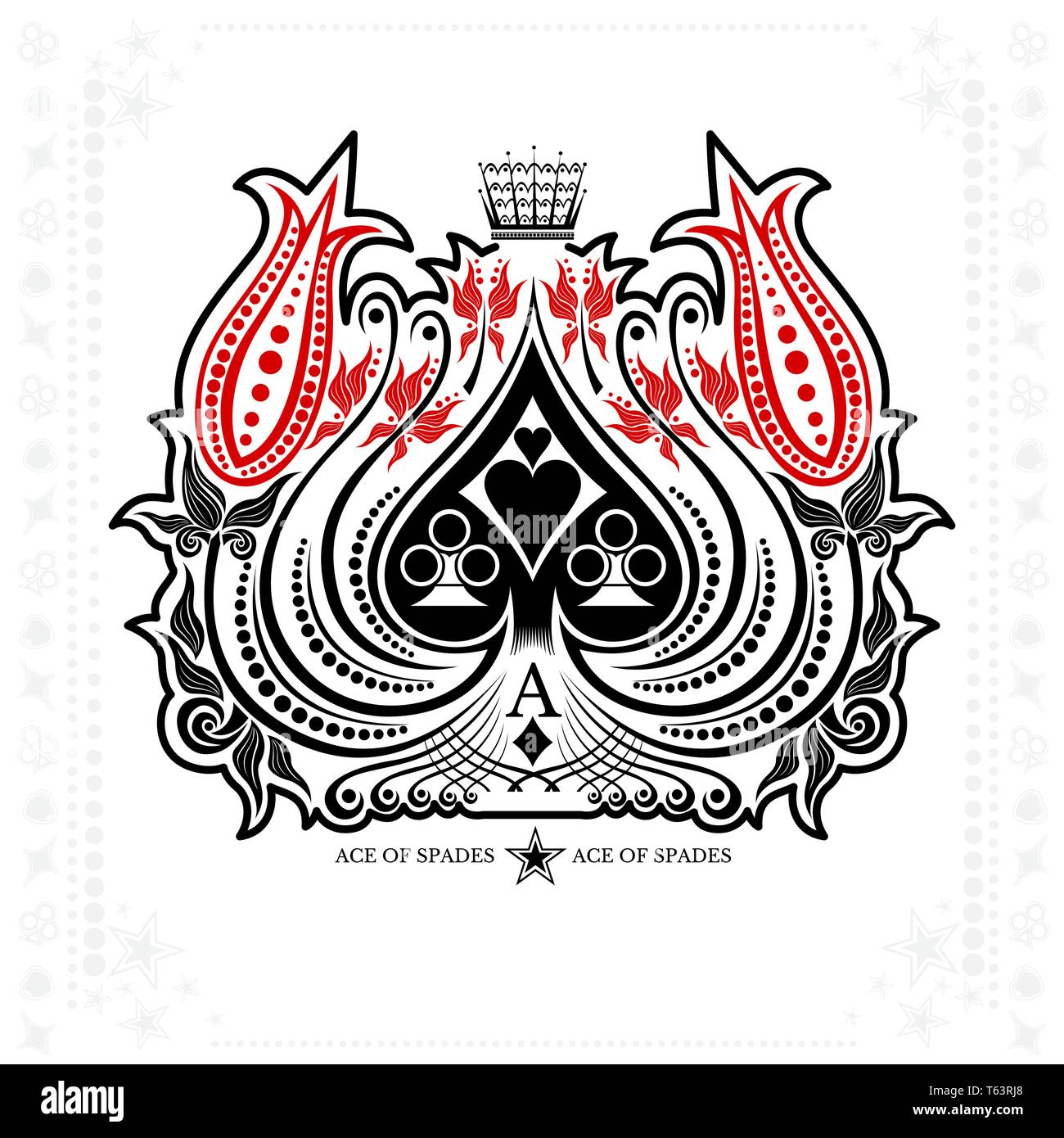 Ace of spades into flowers wreath isolated on white Stock Vector Image ...