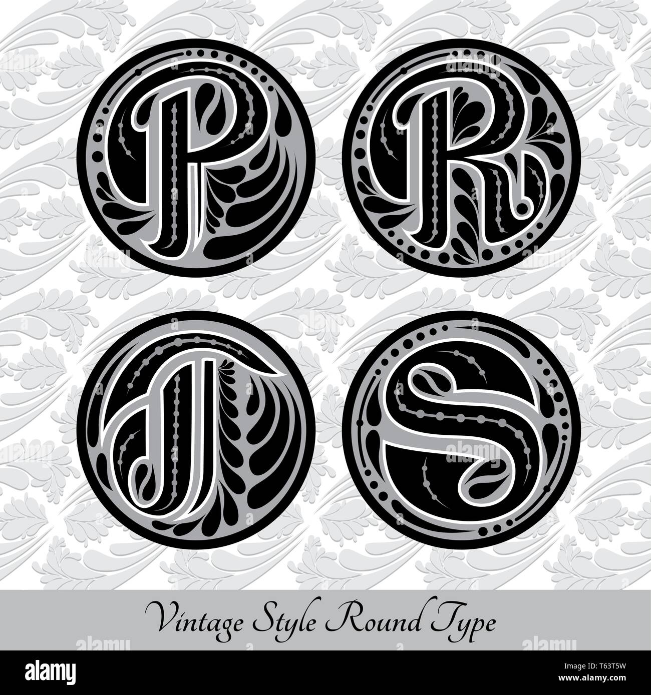 Set of calligraphic capital letters with abstract pattern Stock Vector ...