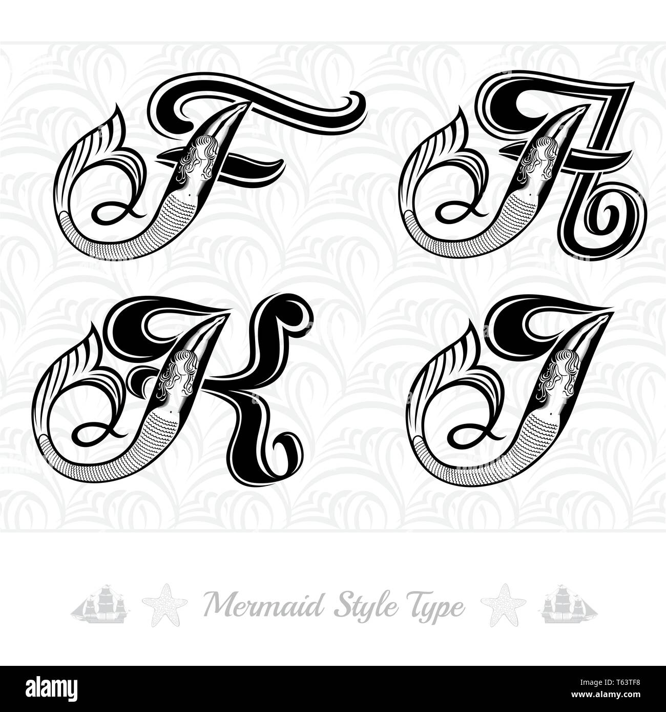 Set of marine letters Stock Vector Image & Art - Alamy