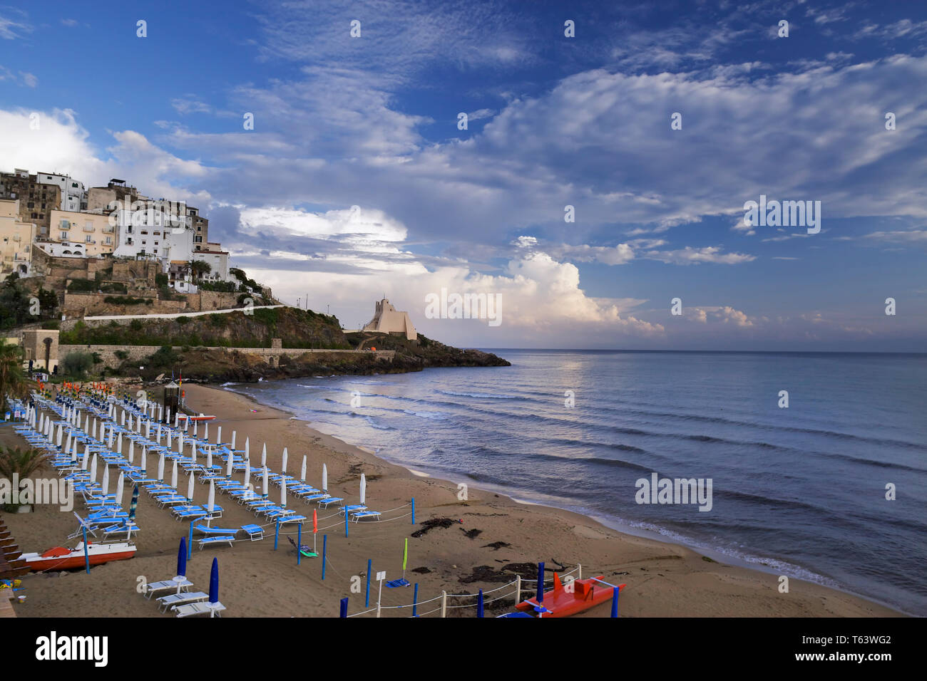 Beach, sea and city of Sperlonga, Lazio. Italy Sperlonga was an ancient ...