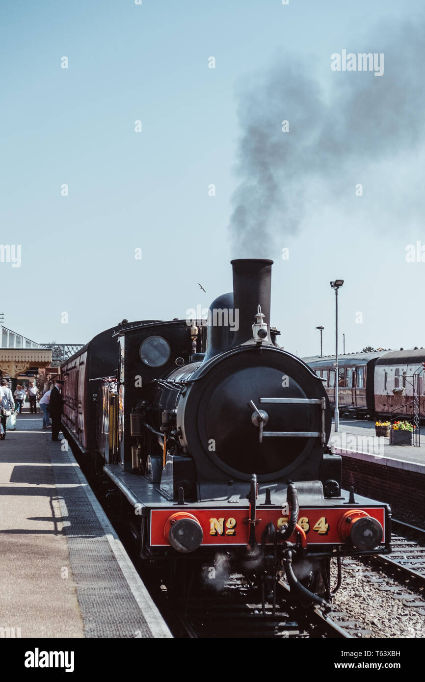 Sheringham, UK - April 21, 2019: Steam train on the platform at ...