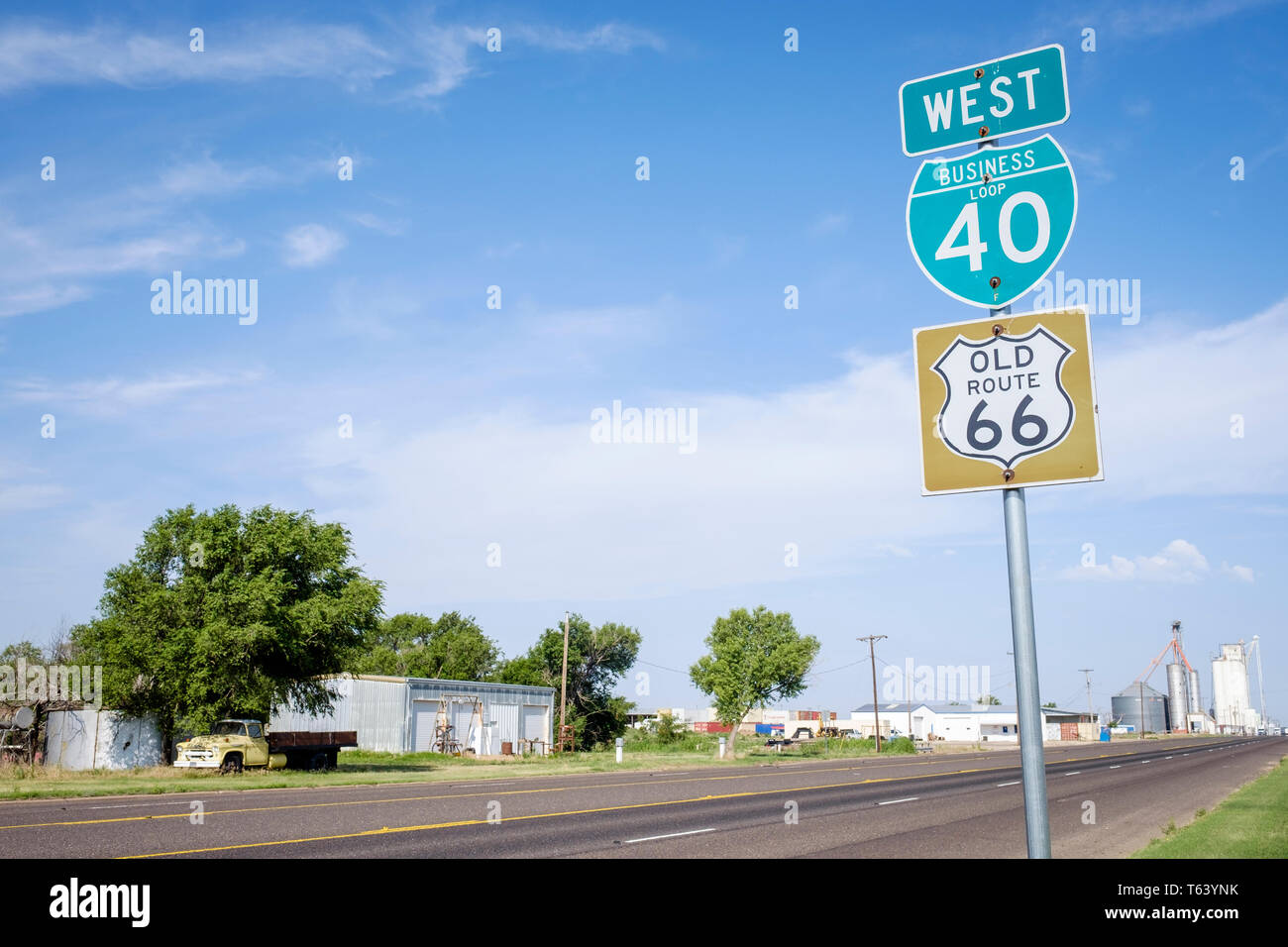 Old U.S. Route 66 traffic sign in Texas, USA Stock Photo - Alamy
