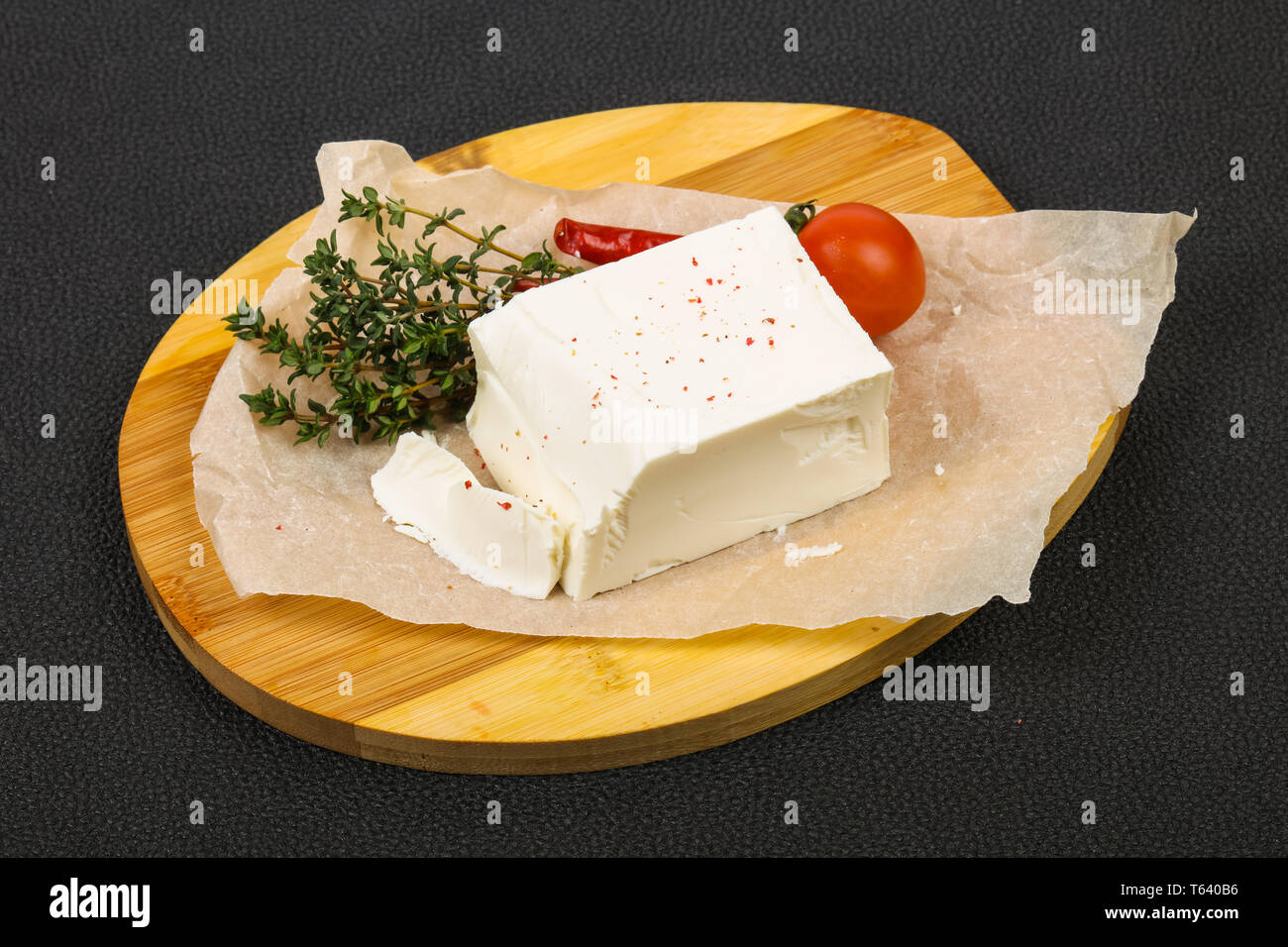Traditional Feta Cheese served thyme Stock Photo - Alamy