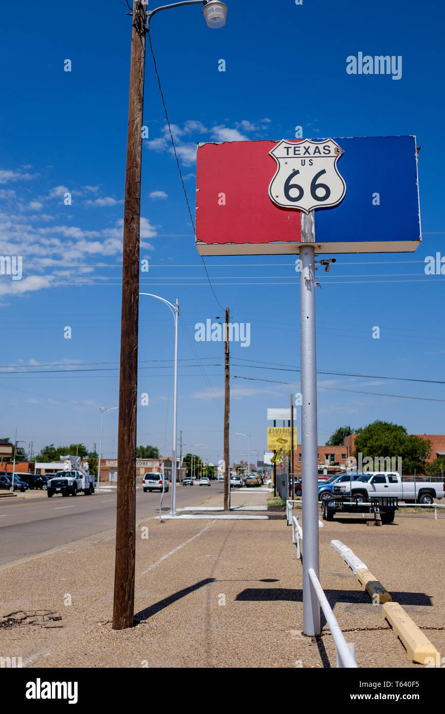 Historic U.S. Route 66 traffic signboard in Texas, USA Stock Photo - Alamy