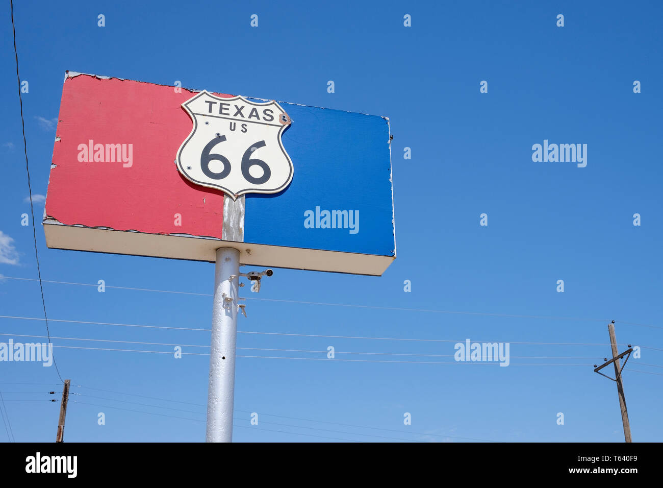 Historic U.S. Route 66 traffic signboard in Texas, USA Stock Photo - Alamy