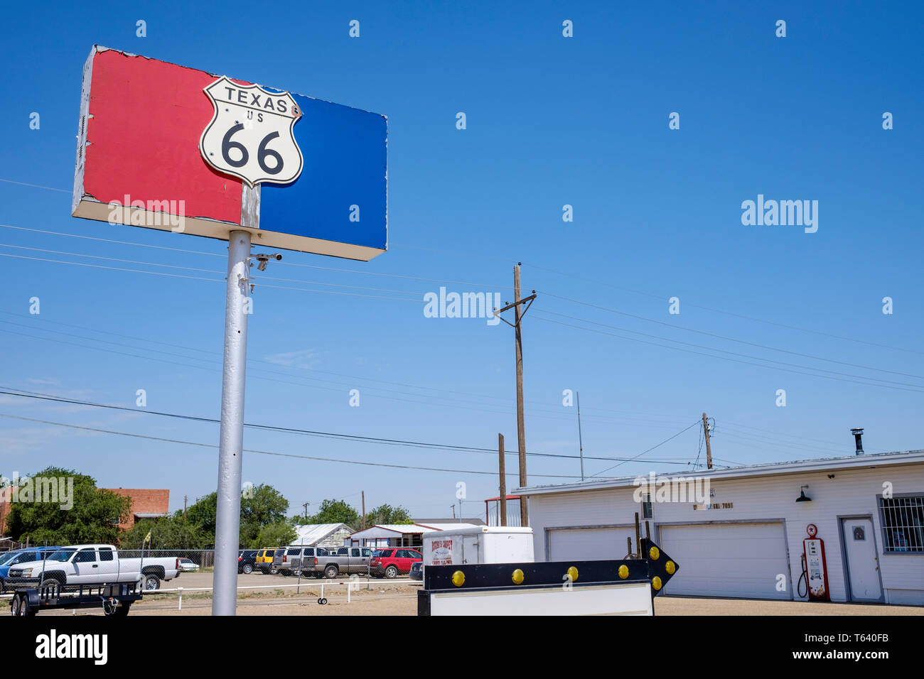 Historic U.S. Route 66 traffic signboard in Texas, USA Stock Photo - Alamy