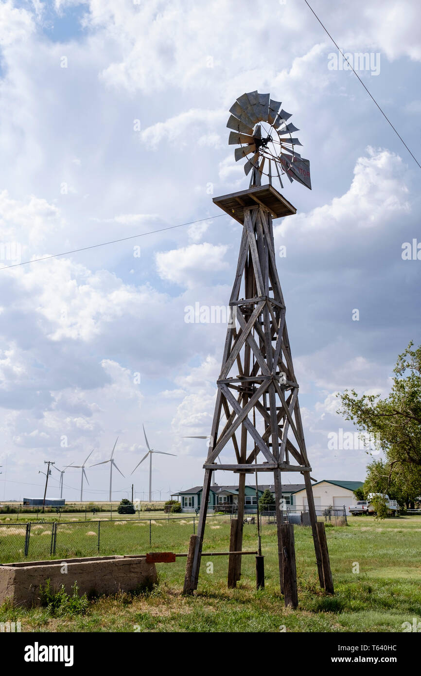Classic wooden windmill on Texas landscape, Texas, USA Stock Photo - Alamy
