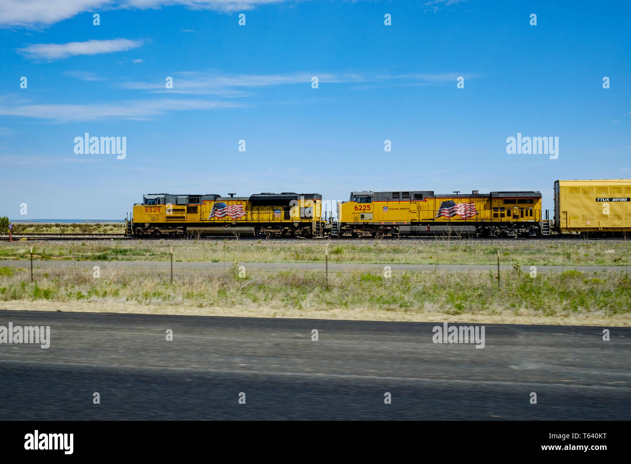 Union Pacific freight train on route in New Mexio, USA Stock Photo - Alamy