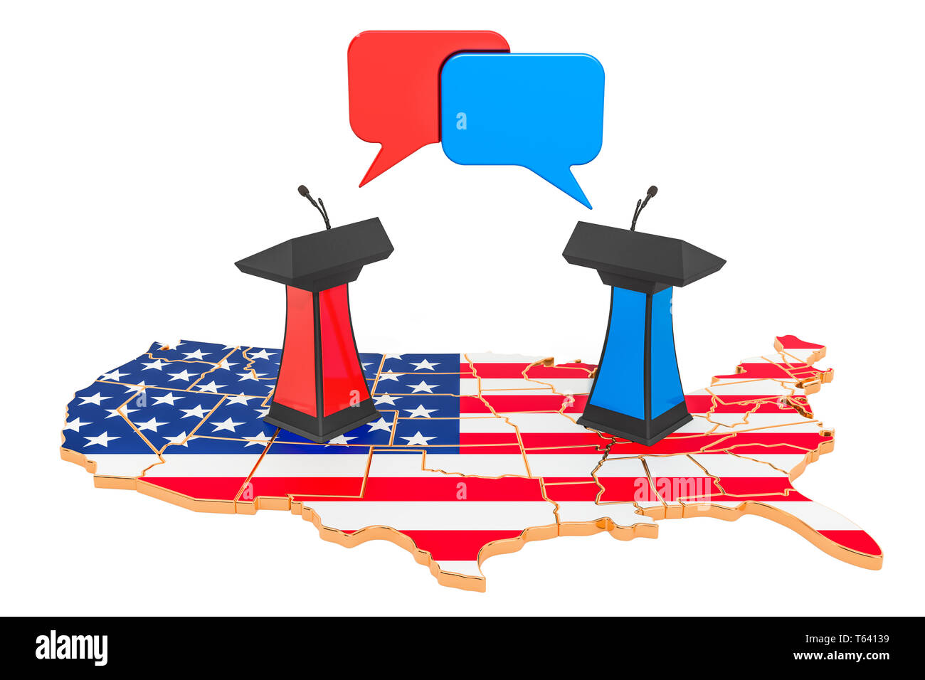 American Debate concept, 3D rendering isolated on white background ...