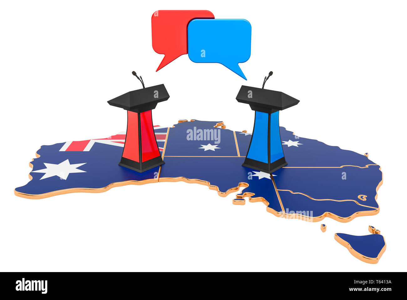 Australian Debate concept, 3D rendering isolated on white background ...