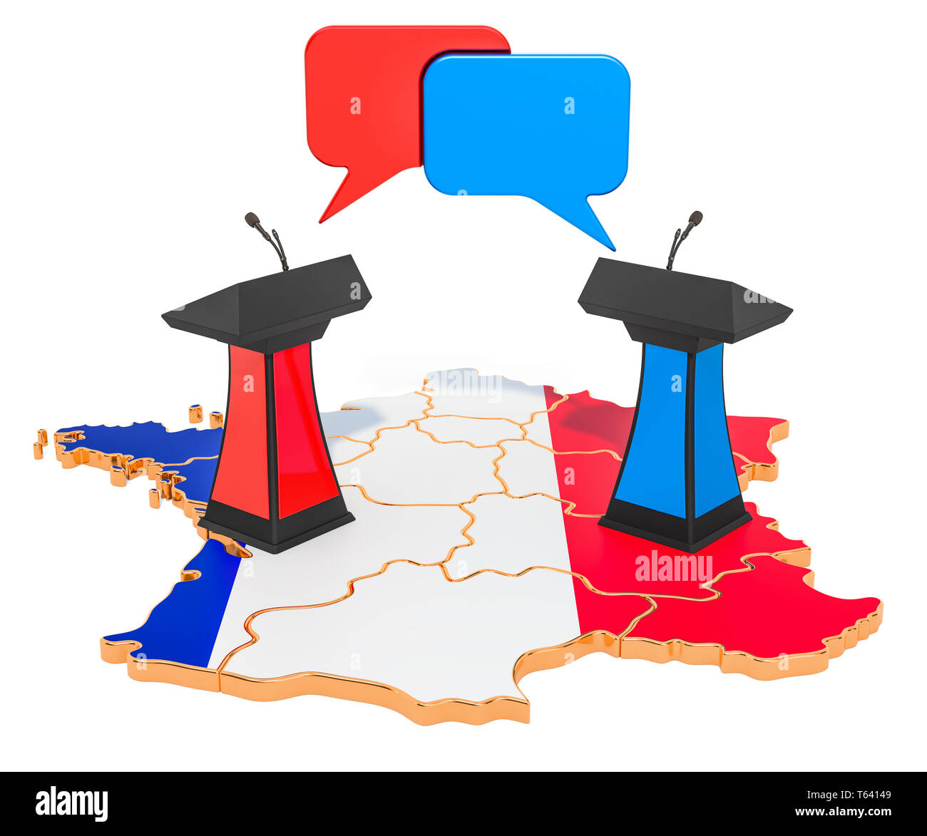 French Debate concept, 3D rendering isolated on white background Stock ...