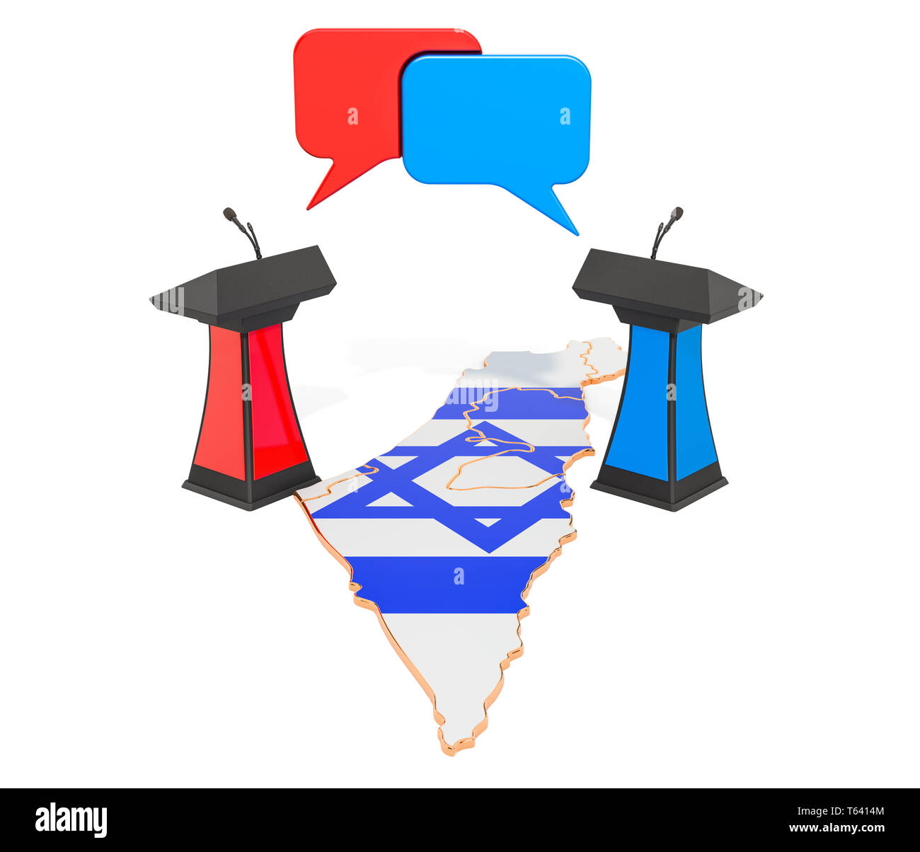 Israeli Debate concept, 3D rendering isolated on white background Stock ...