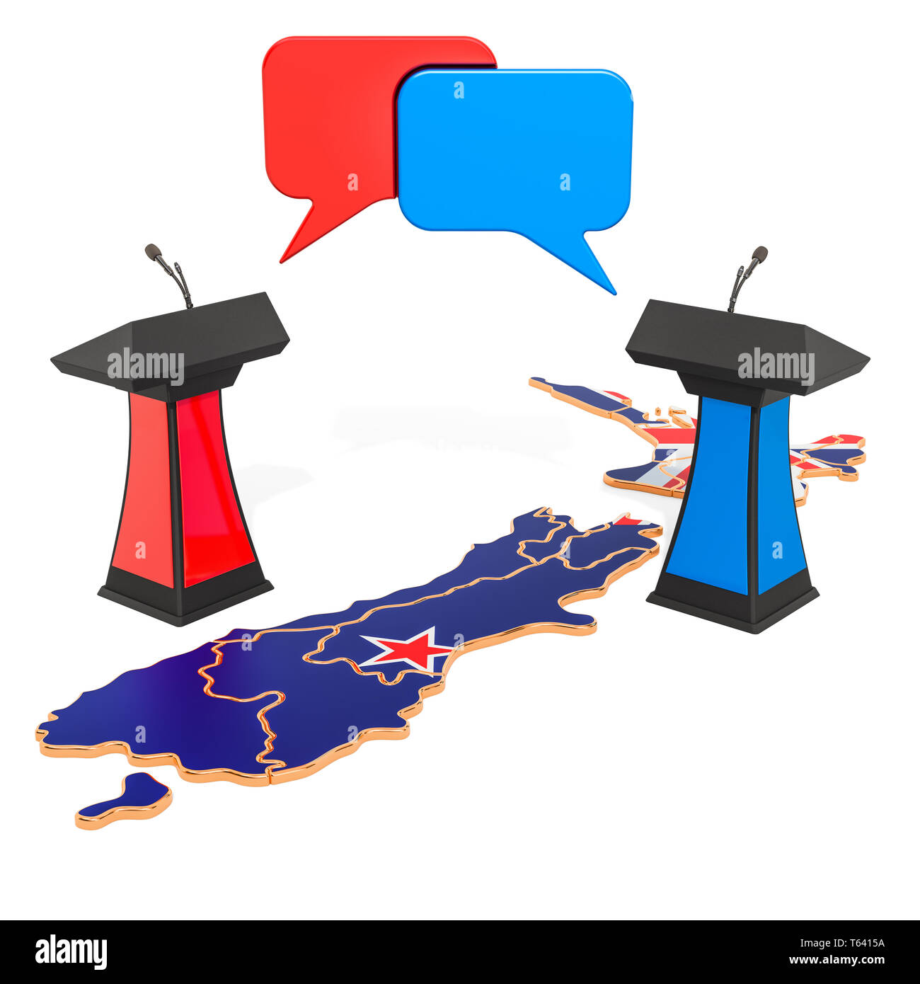 New Zeland Debate concept, 3D rendering isolated on white background ...
