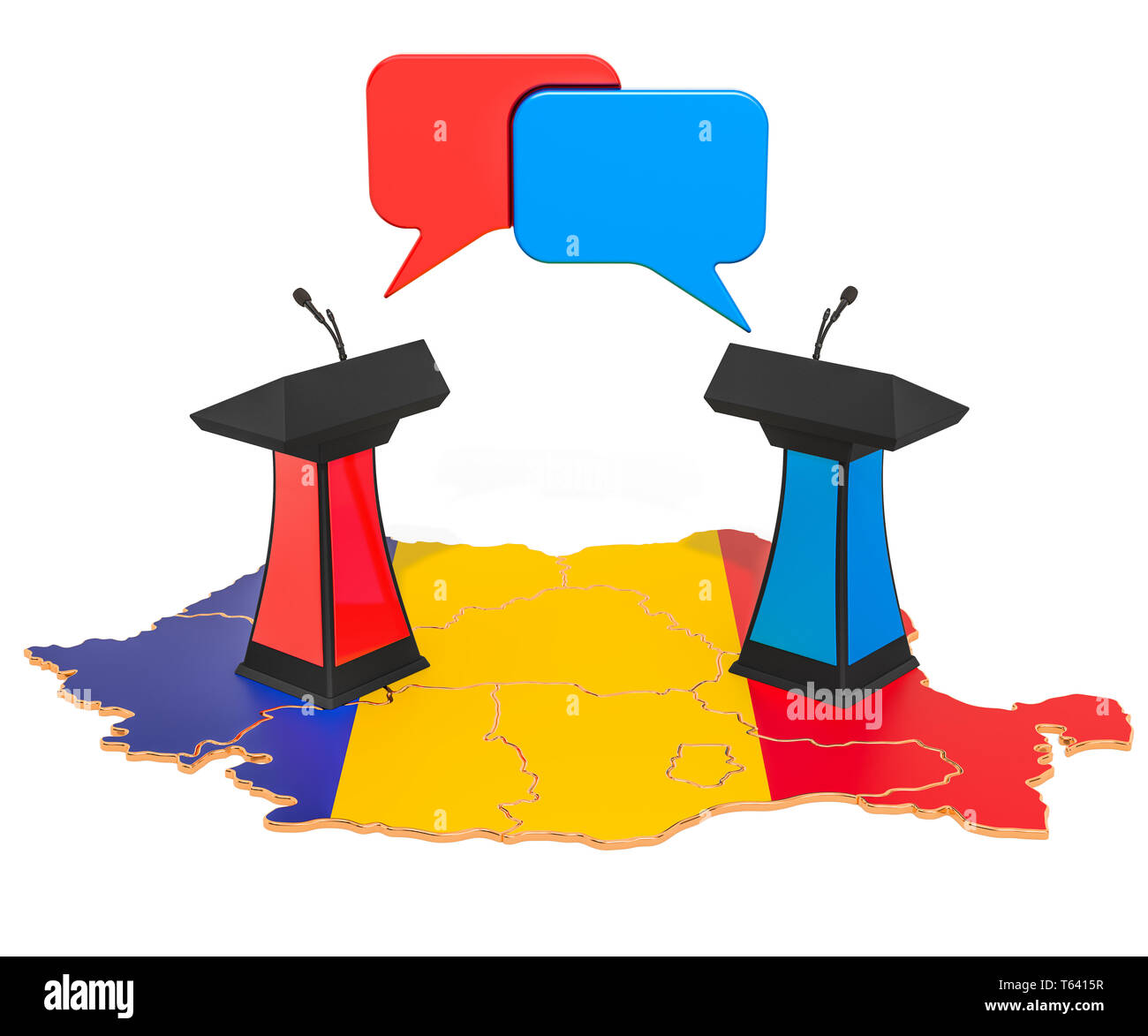 Romanian Debate concept, 3D rendering isolated on white background ...