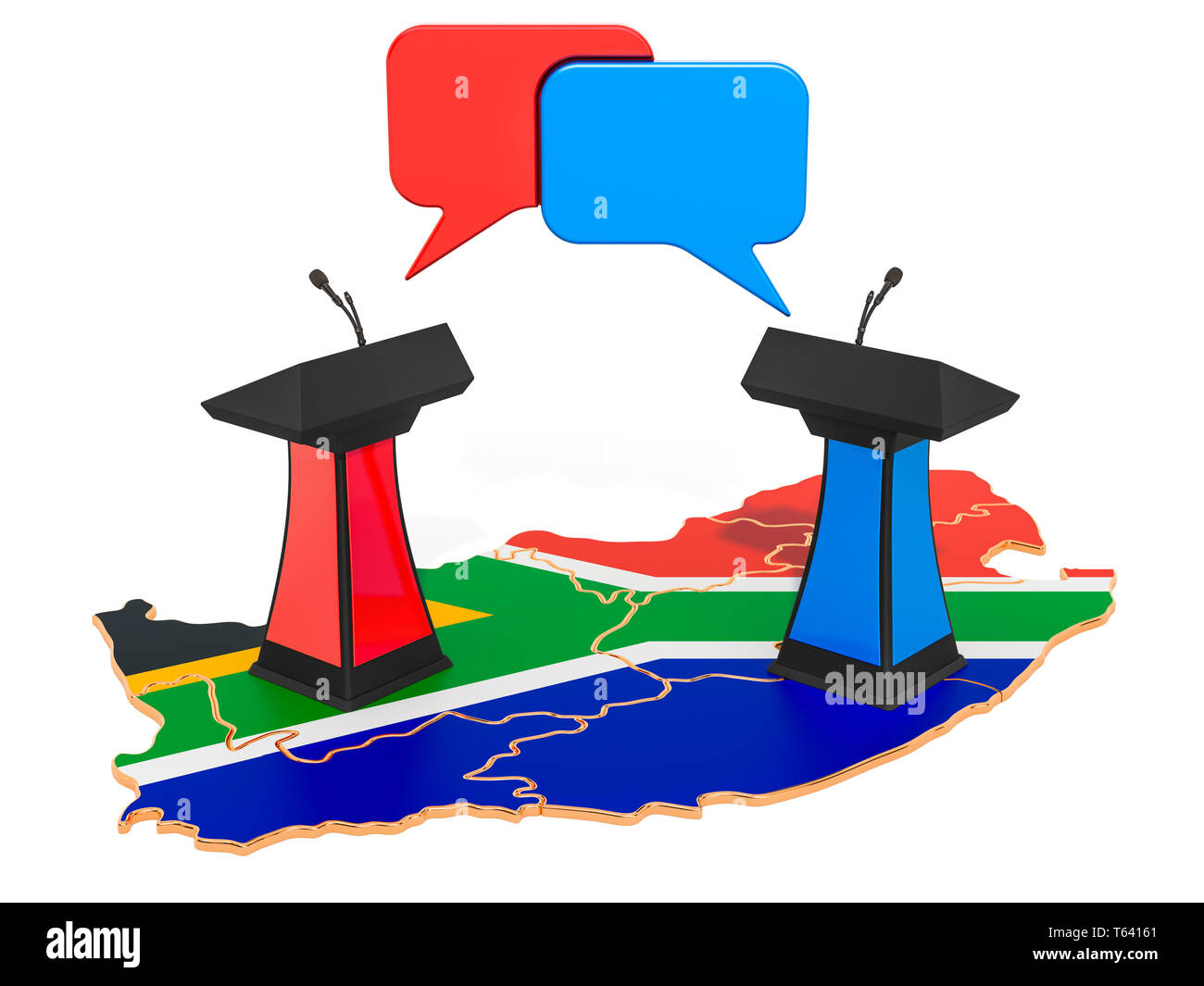 South Africa Debate concept, 3D rendering isolated on white background ...
