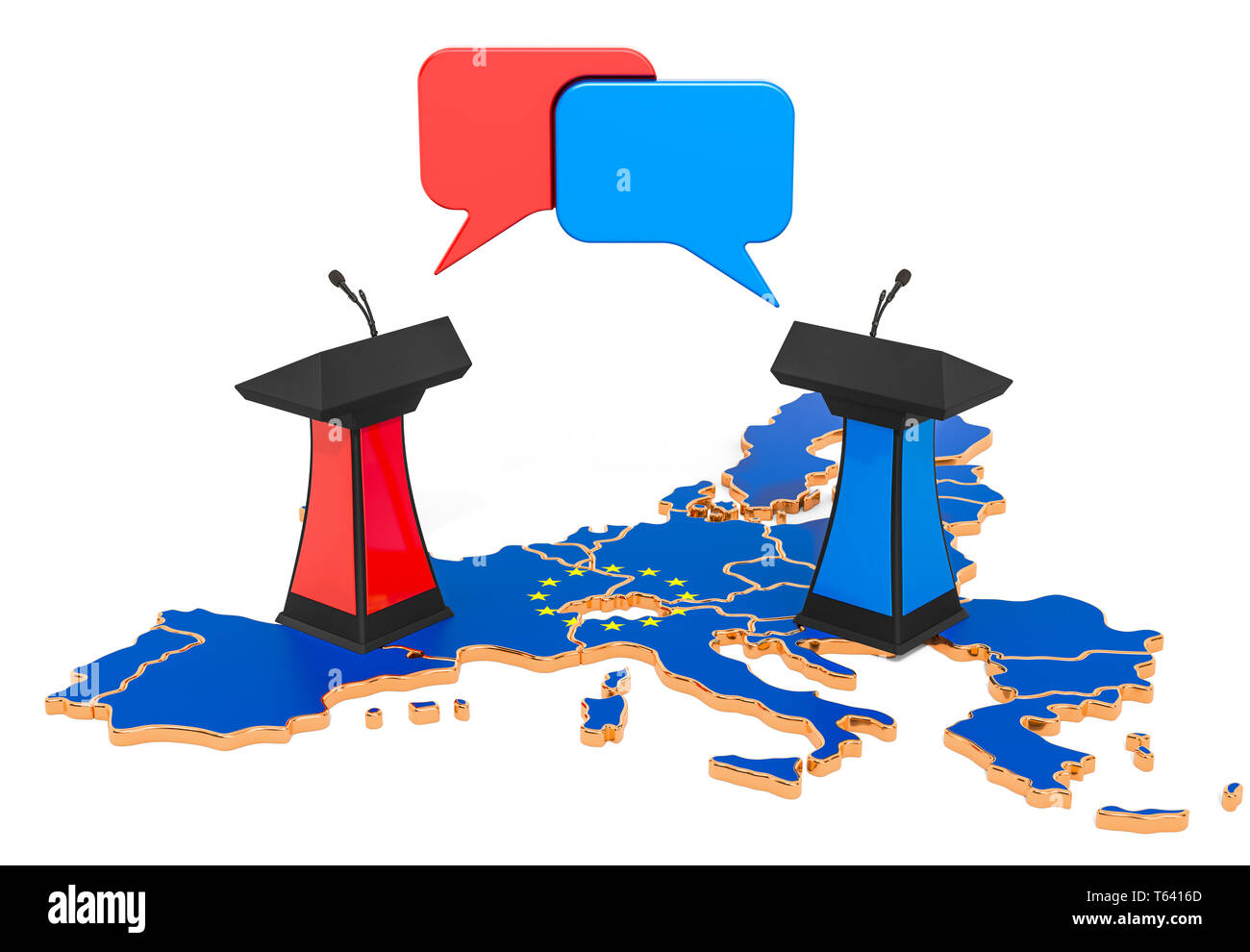 The European Union Debate concept, 3D rendering isolated on white ...