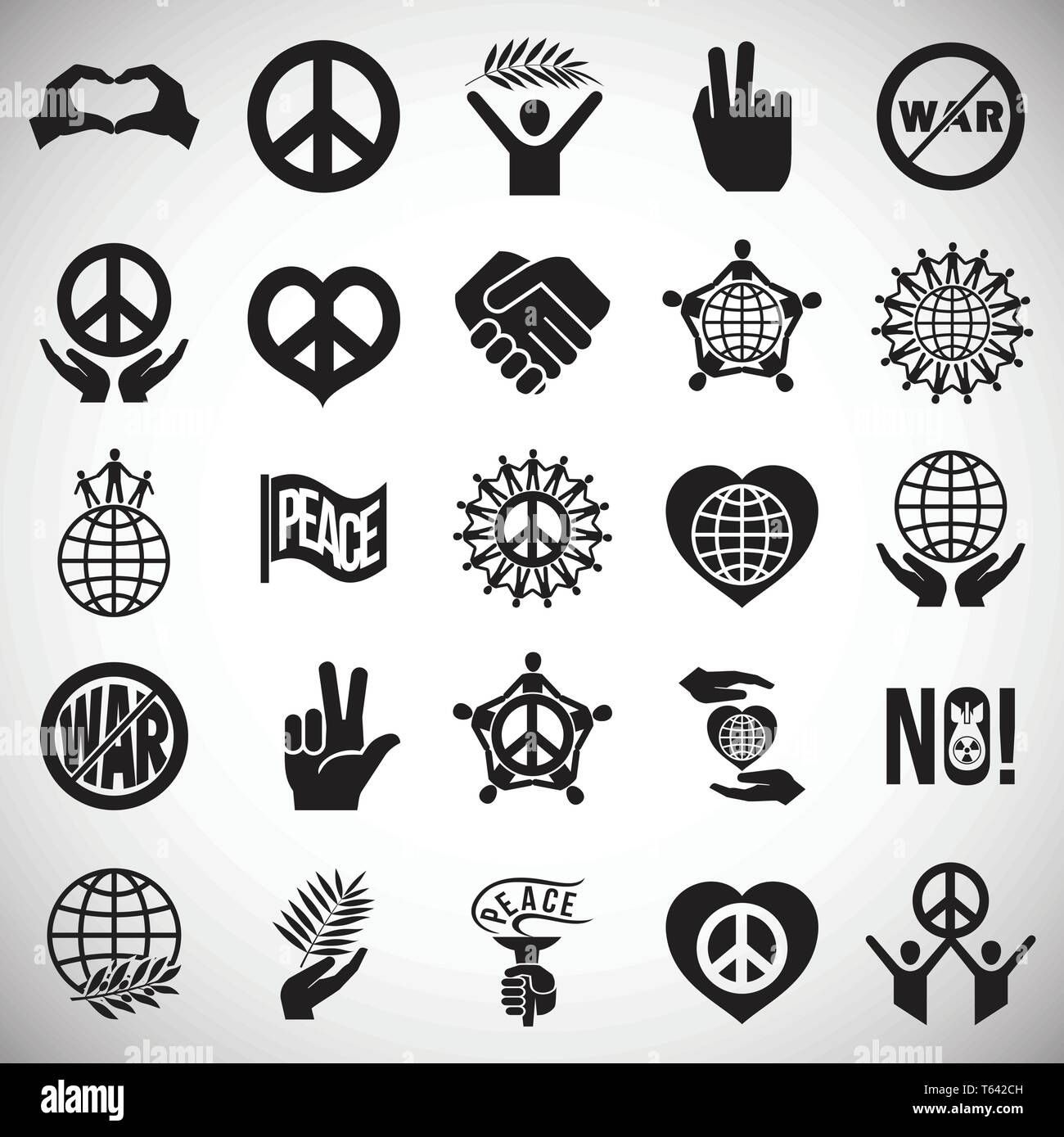 Peace icons set on white background for graphic and web design. Simple ...