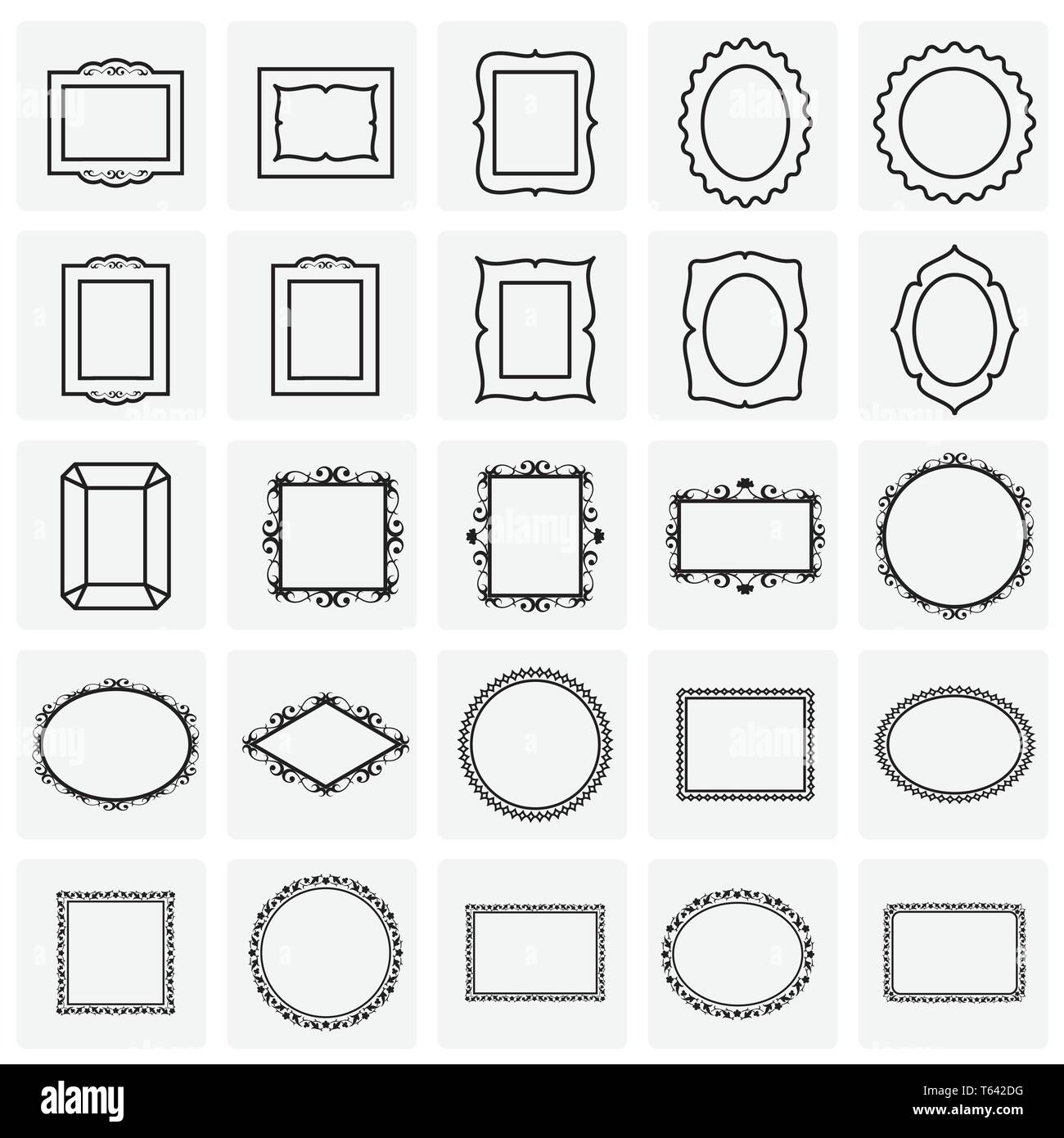 Frames icons set on squares background for graphic and web design ...