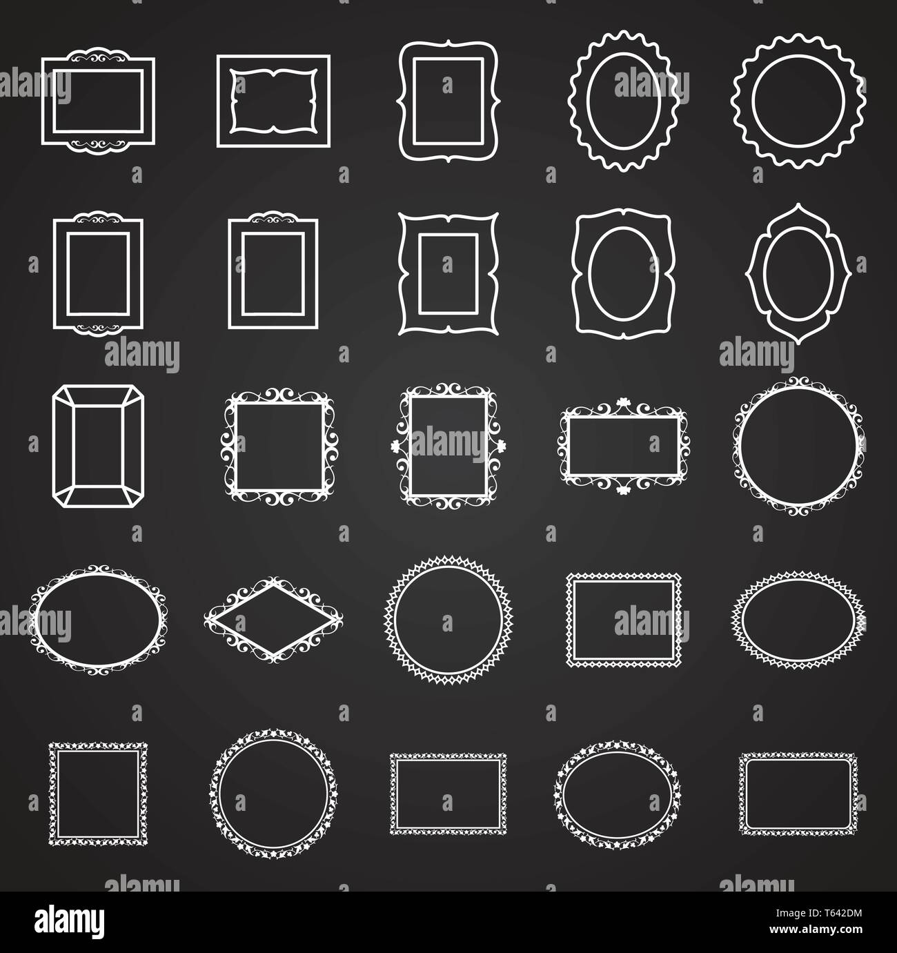 Frames icons set on black background for graphic and web design. Simple ...