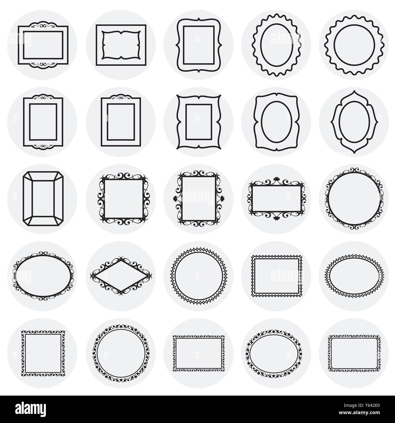 Frames icons set on circles background for graphic and web design ...