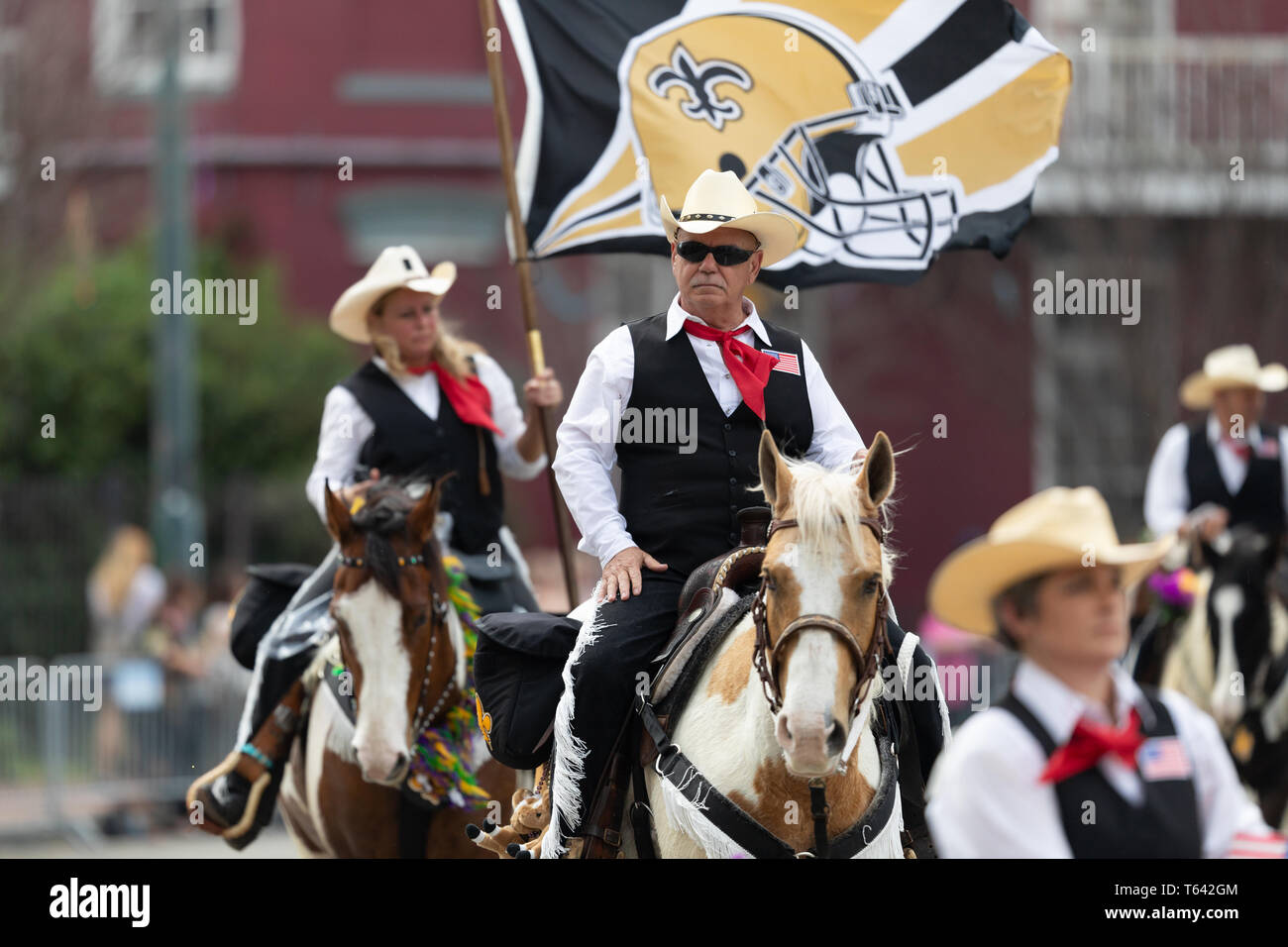New Orleans, Louisiana, USA - February 23, 2019: Mardi Gras Parade, Man ...