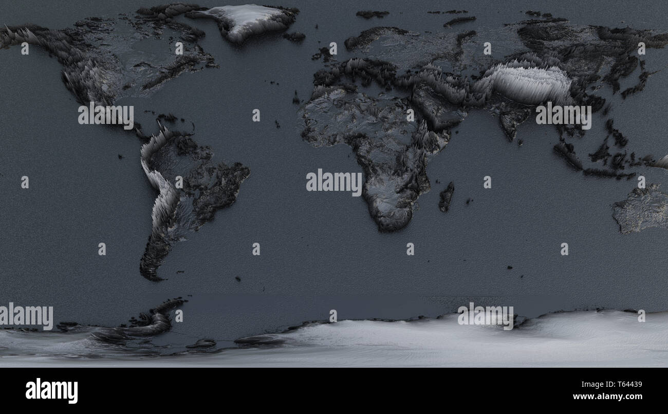 Abstract Black World Map, Continets Extruded or Displacement Stock ...