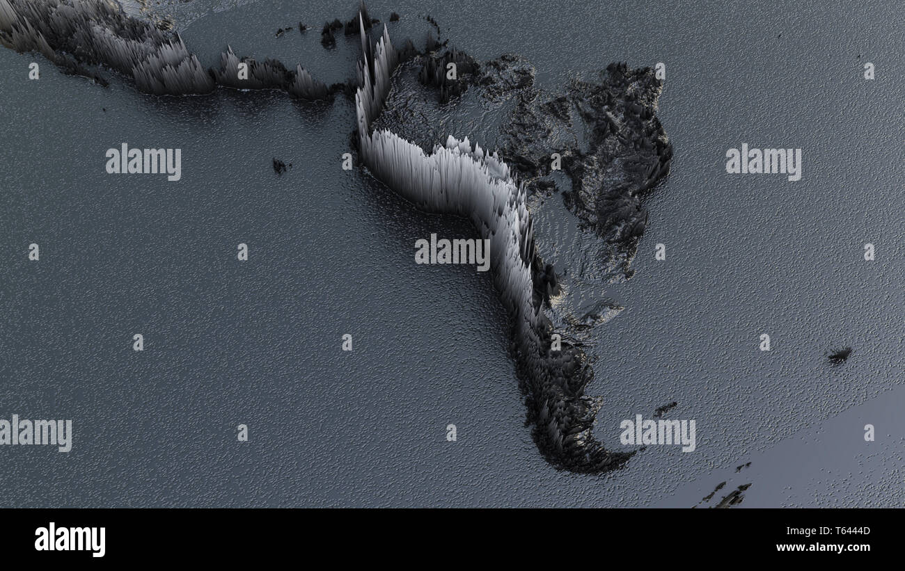 Abstract Black World Map, Continet Extruded or Displacement Stock Photo ...