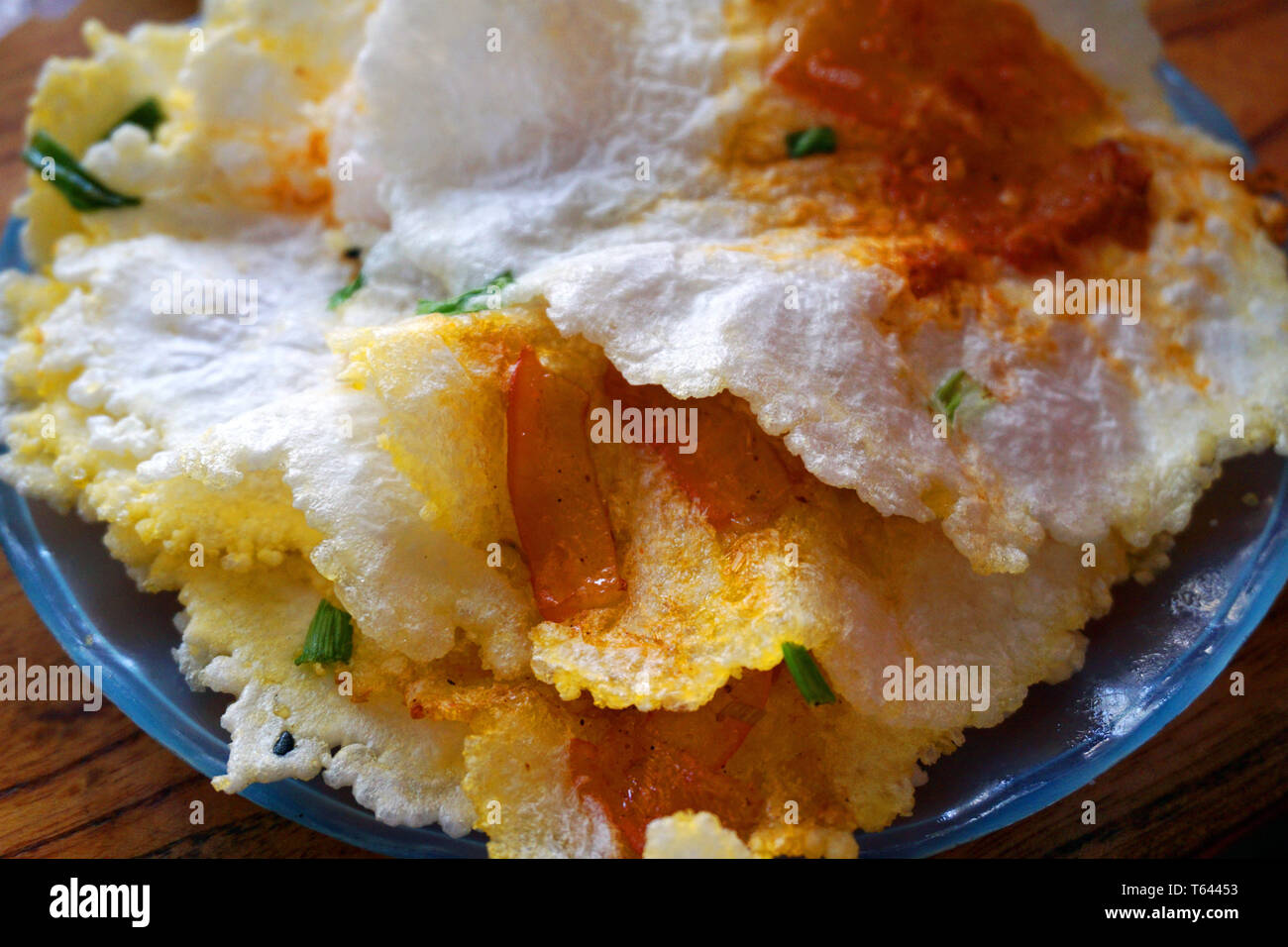 Banh Dap- Crispy rice paper with shrimp spring onion made from rice ...