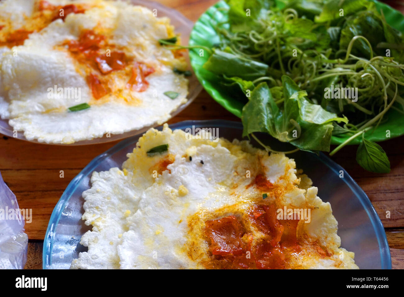Banh Dap- Crispy rice paper with shrimp spring onion made from rice ...