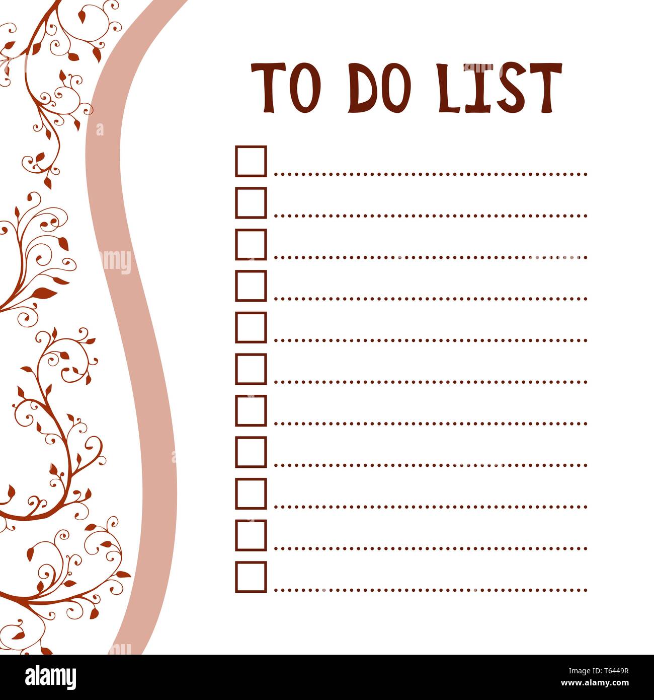 To do list. Design with abstract plants and flowers. Vector ...