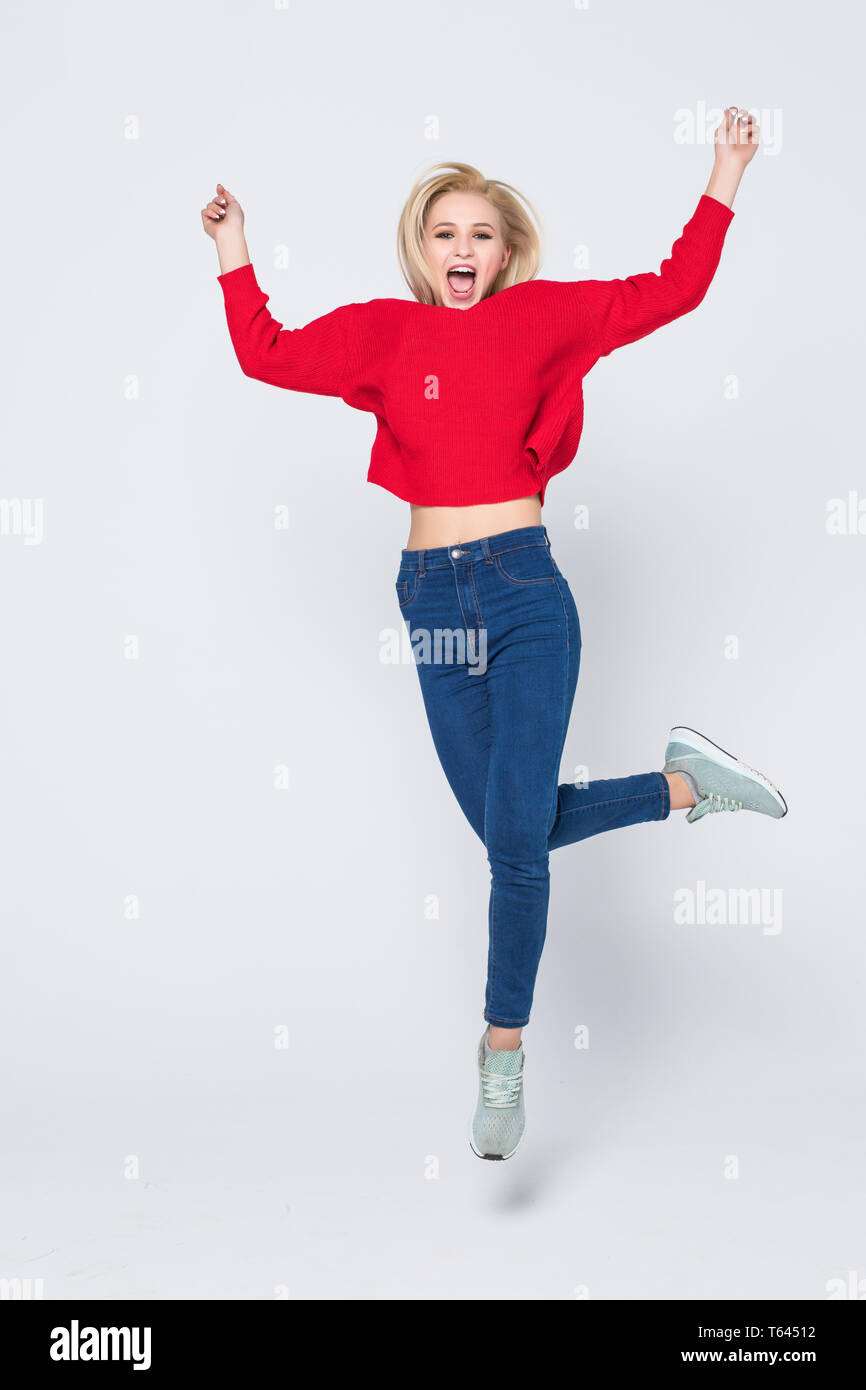 happiness, freedom, power, motion and people concept - smiling young ...