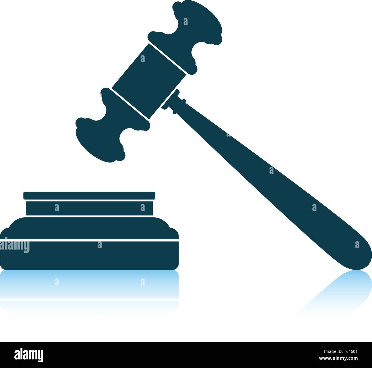 Judge hammer icon. Shadow reflection design. Vector illustration Stock ...