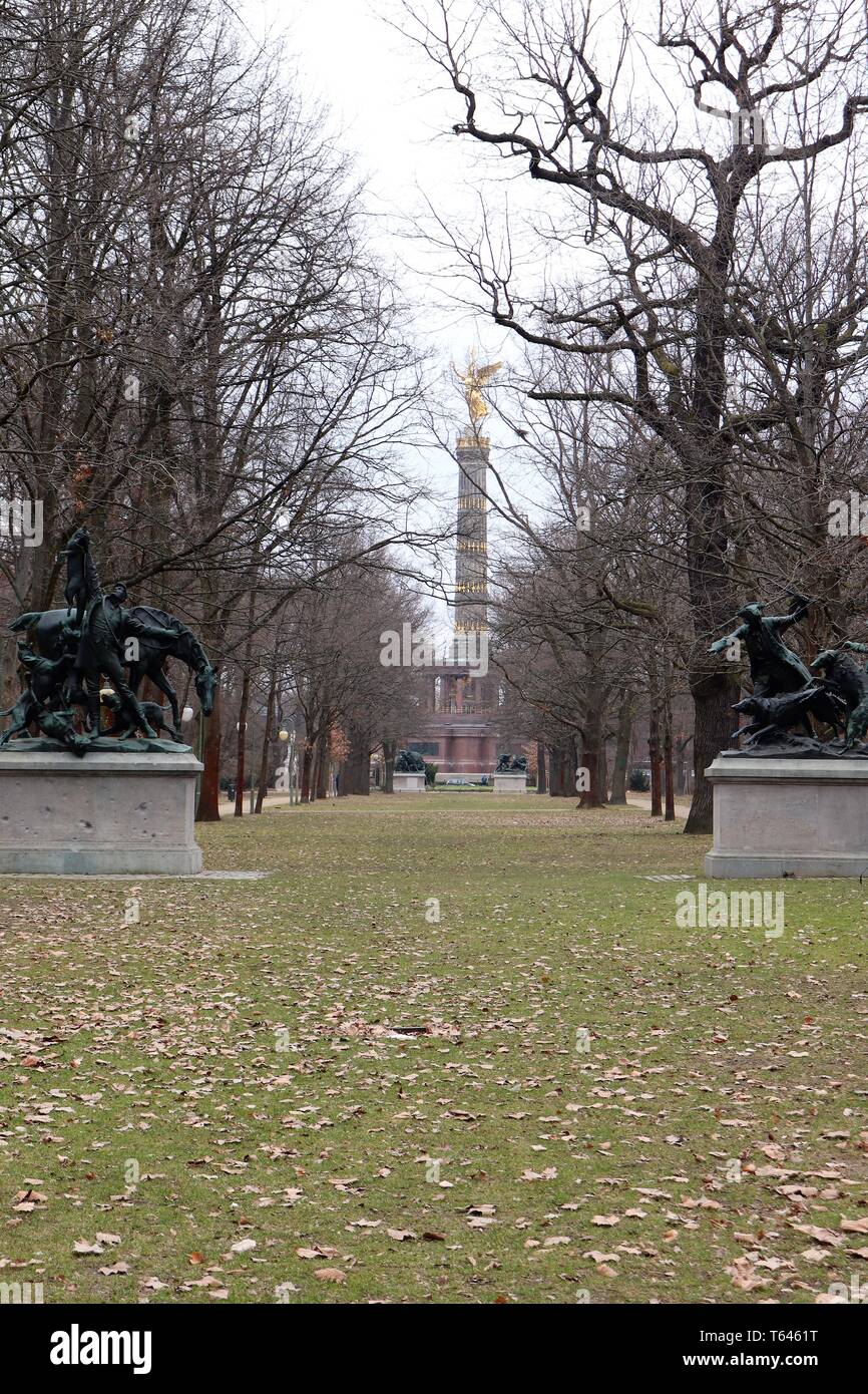 A walk in Berlin's Tiergarten with Statues and the Victory Column in ...