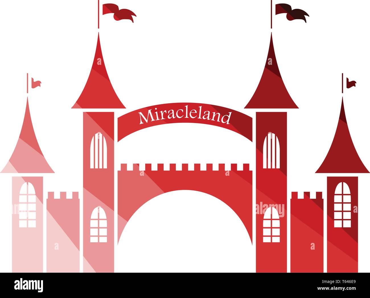 Amusement park entrance icon. Flat color design. Vector illustration ...