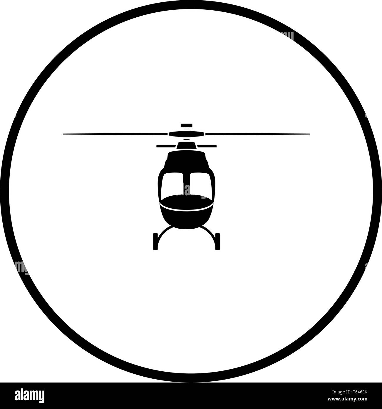Helicopter icon front view. Thin Circle Stencil Design. Vector ...