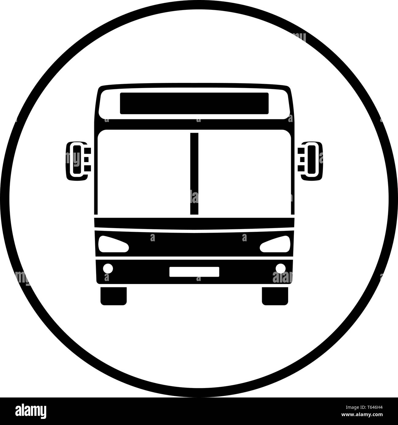 City bus icon front view. Thin Circle Stencil Design. Vector ...