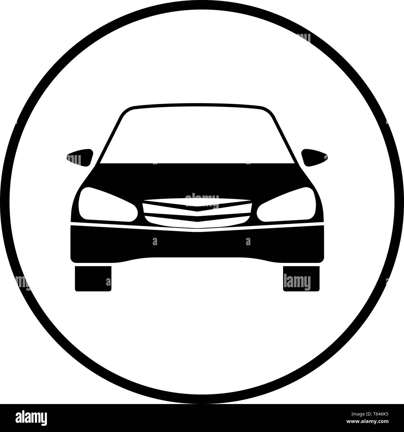 Sedan car icon front view. Thin Circle Stencil Design. Vector ...