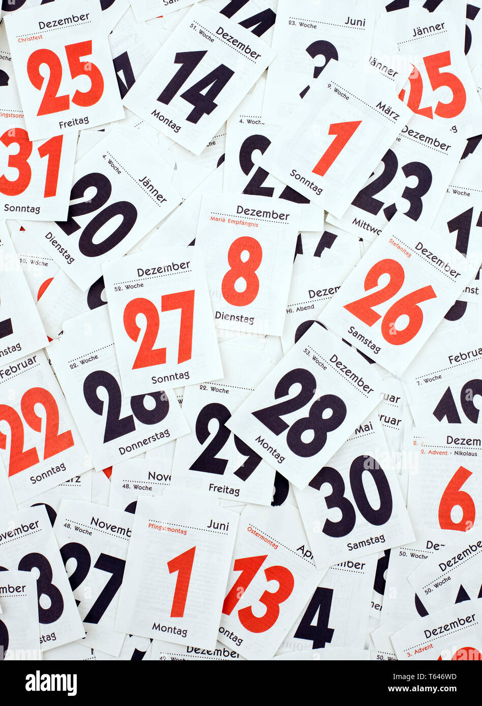 daily calendar sheets Stock Photo - Alamy