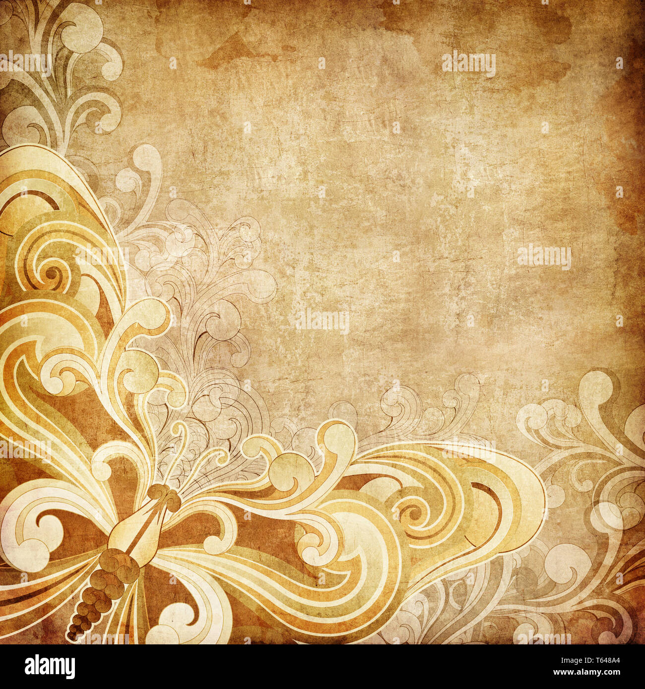 Old paper texture flower hi-res stock photography and images - Alamy