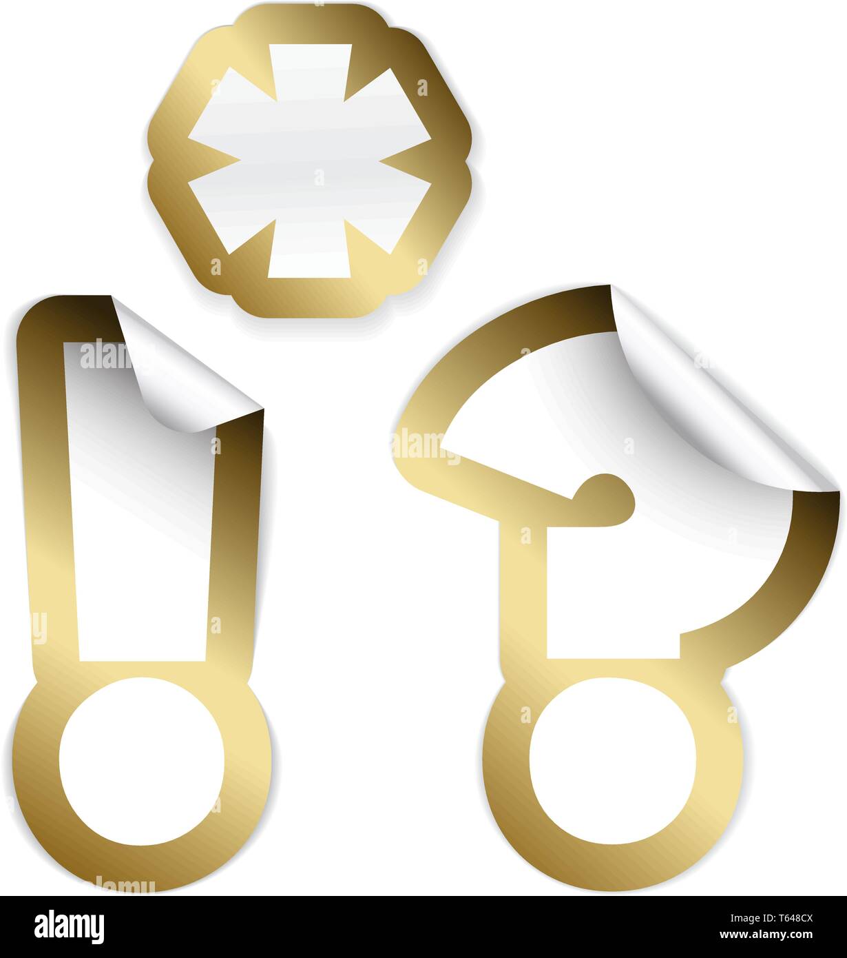Set of premium labels - asterisk, exclamation mark and question mark ...
