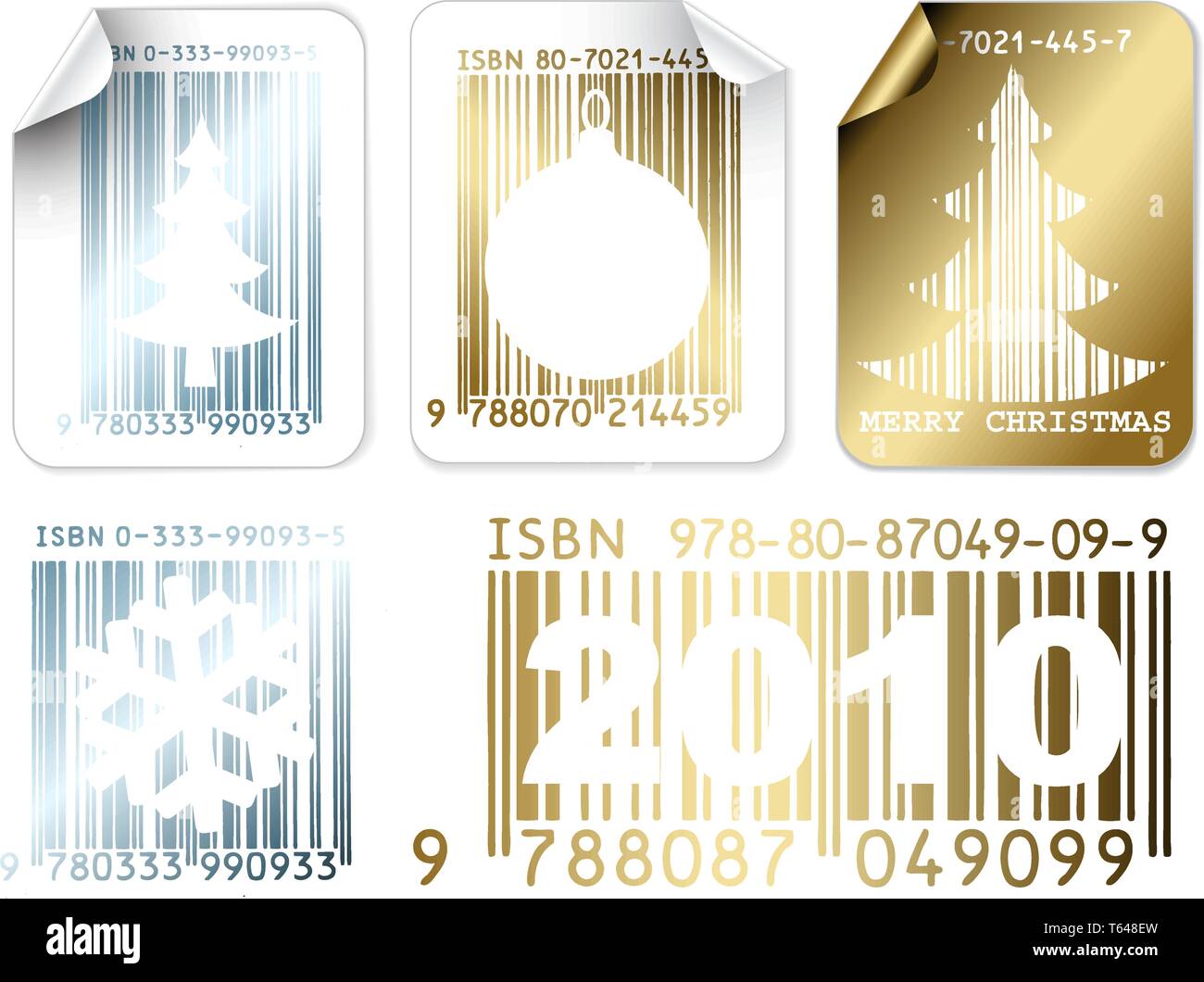Set of silver and golden labels with Christmas bar codes (vector Stock ...