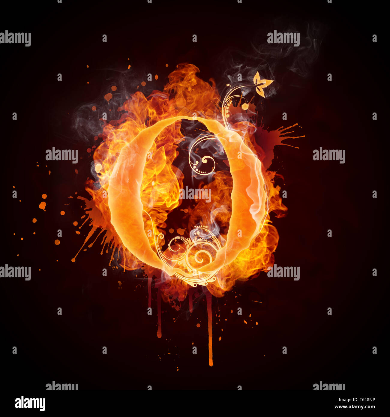 Fire Swirl Letter O Stock Photo - Alamy