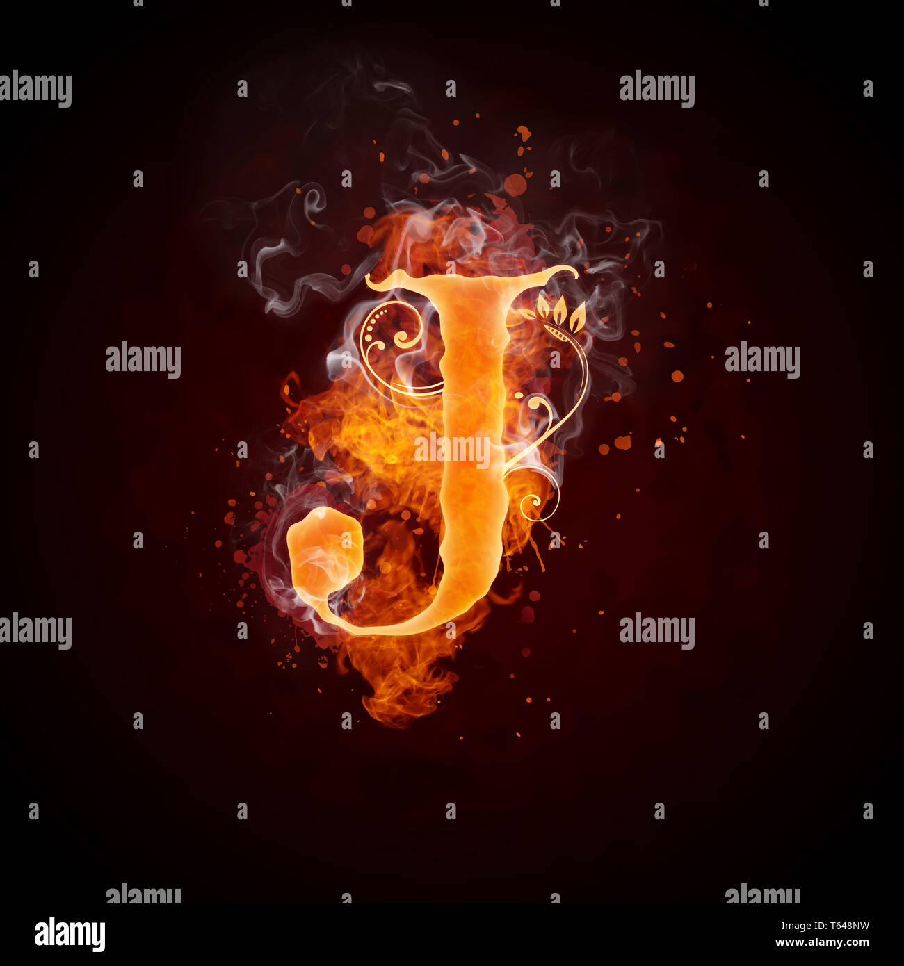 Fire Swirl Letter J Stock Photo - Alamy