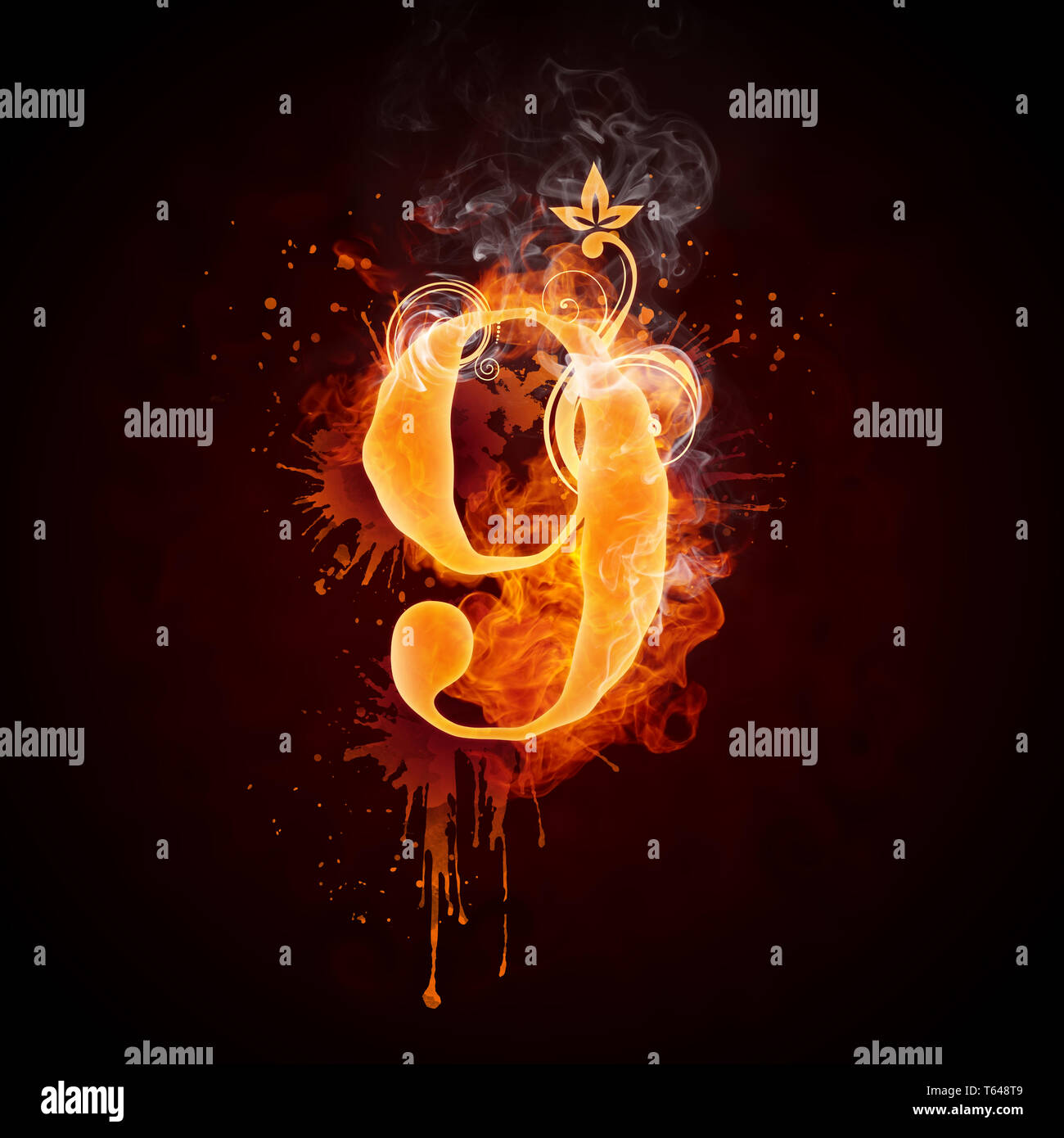 Fire Swirl Number 9 Stock Photo - Alamy