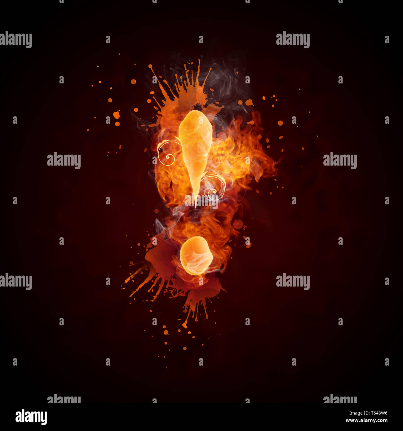 Fire Swirl Exclamation Mark Stock Photo - Alamy